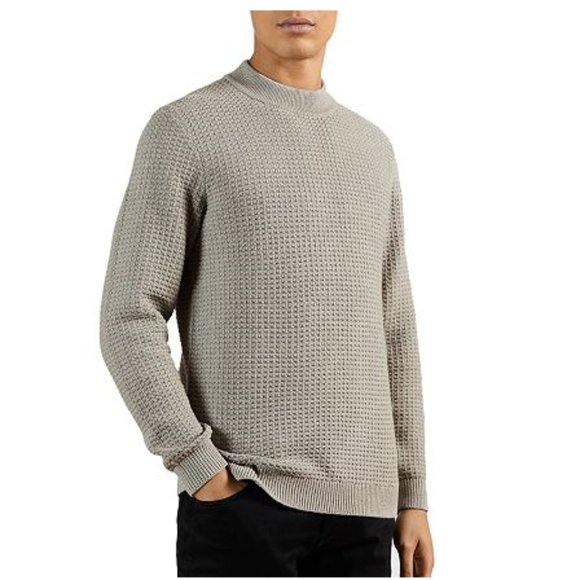 Ted Baker London | Shirts | Nwt Ted Baker London Ovatake Textured Mock Neck Shirt Taupe 75 3xl ...